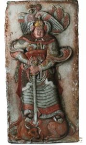 Well-preserved, lavishly painted, and gold-adorned marble warriors from ...